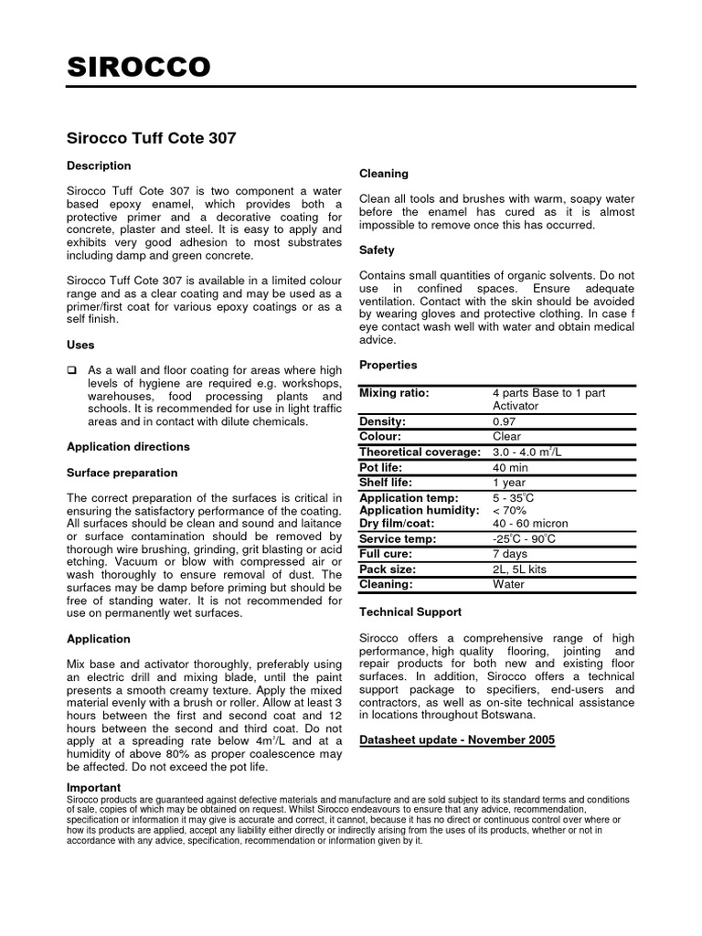 Sirocco Tuff Cote Epoxy 307 Primer | PDF | Coating | Epoxy
