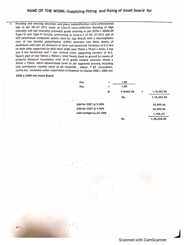 Information Board Estimate | PDF