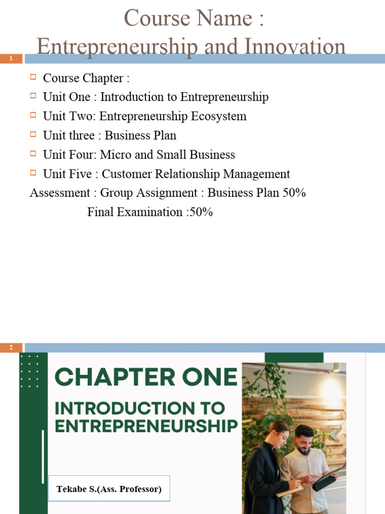 Entrepreneurship Chapter Oneee | PDF | Entrepreneurship | Goal