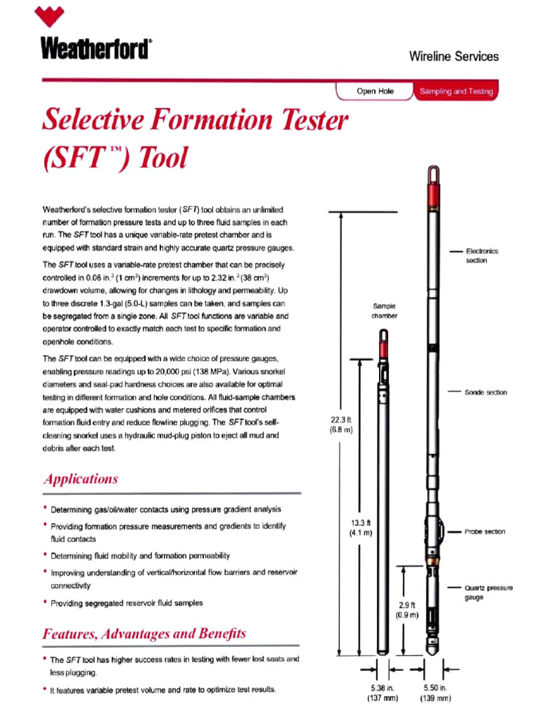 (SFT") Tool: Weathertord' | PDF | Pressure Measurement | Pressure