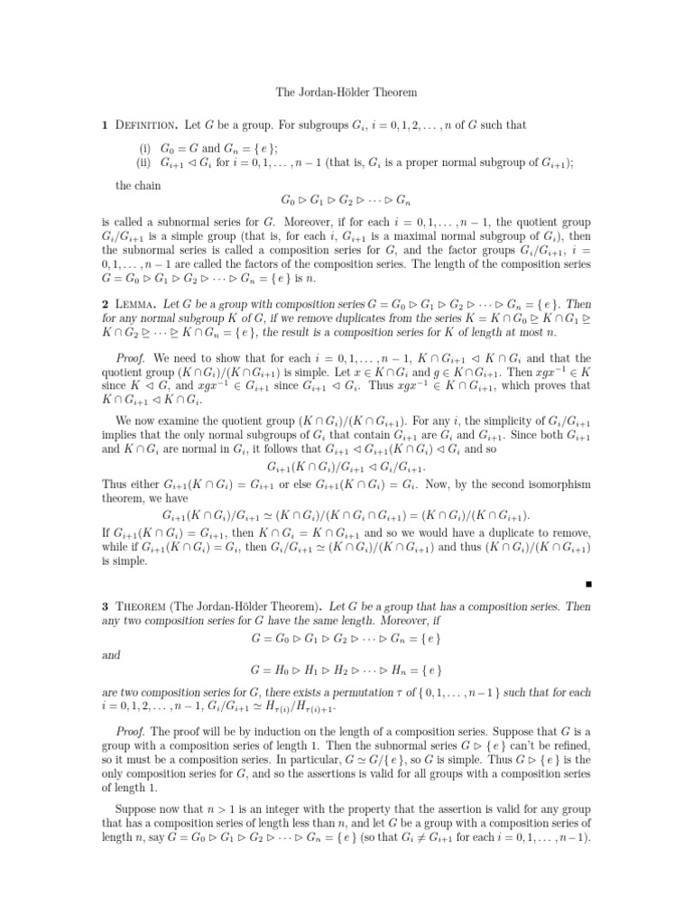 Jordan - Holder Theorem Uwo C.A University | PDF | Algebra ...