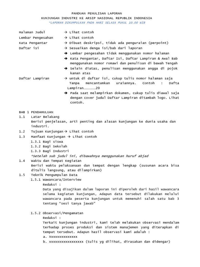 Panduan Penulisan Laporan Kunjin 2024 | PDF