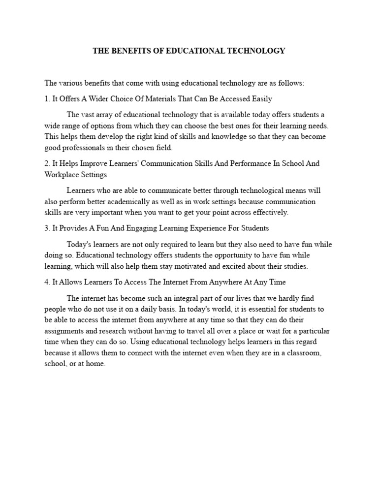 Benefits of Educational Technology | PDF | Career & Growth