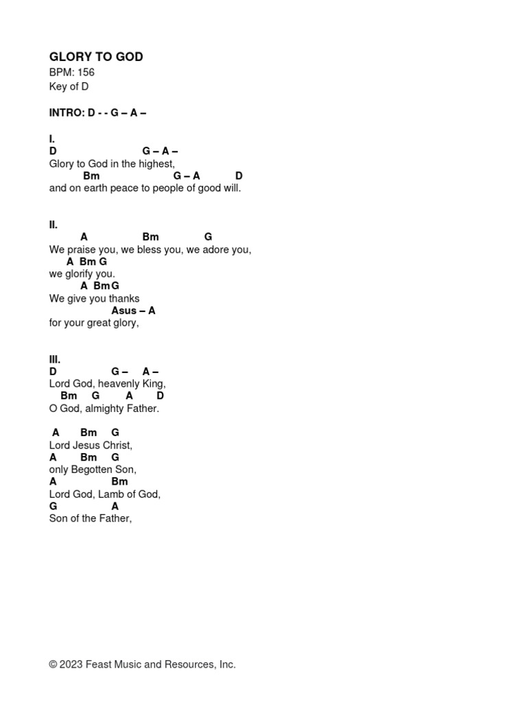 Glory To God - Feast Worship | PDF