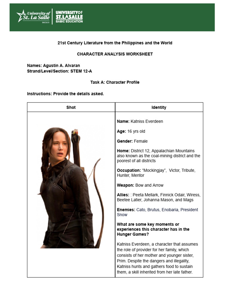 Character Analysis of Hunger Games | PDF | The Hunger Games