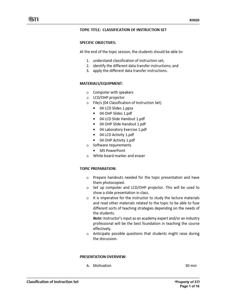 04 Instructor's Guide | PDF | Central Processing Unit | 64 Bit Computing