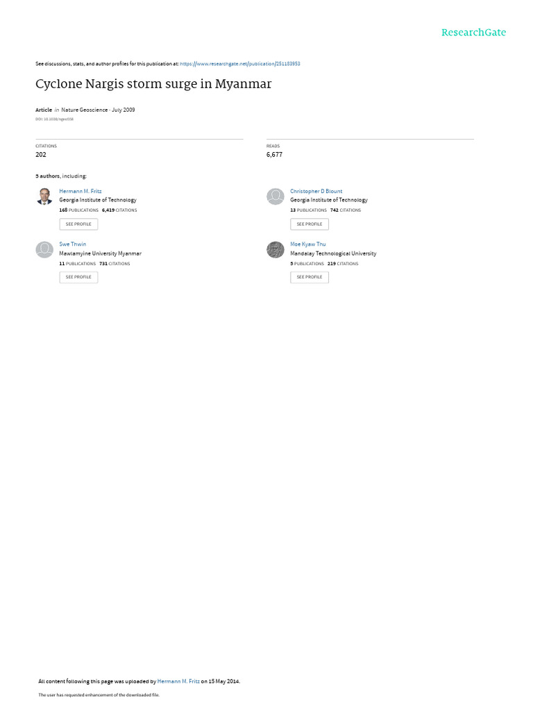 Nargis Myanmar Fritz Ngeo558 | PDF | Storm Surge | Tropical Cyclones