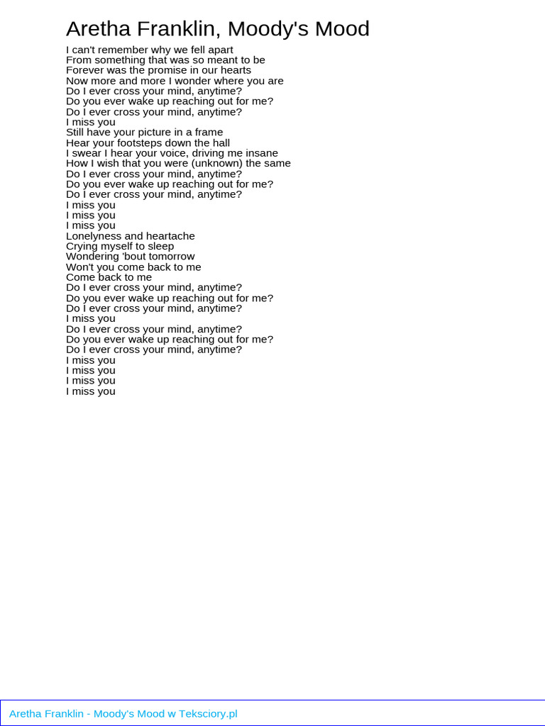 Aretha Franklin Moody S Mood | PDF