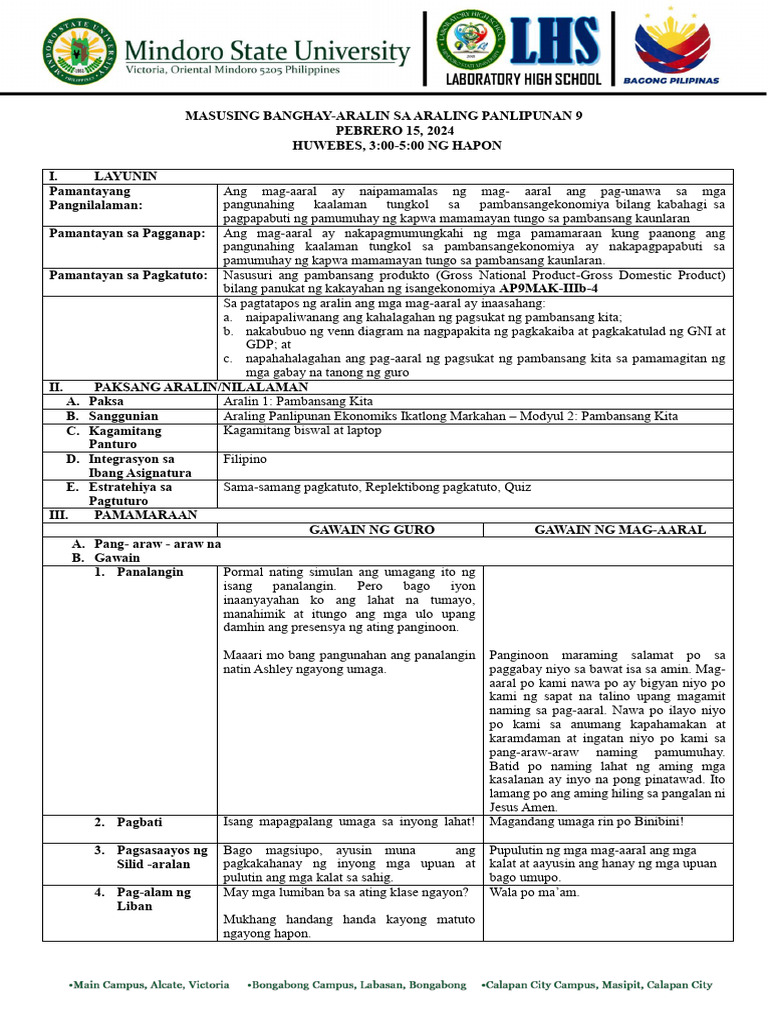Masusing Banghay AP m2 (Edited) | PDF