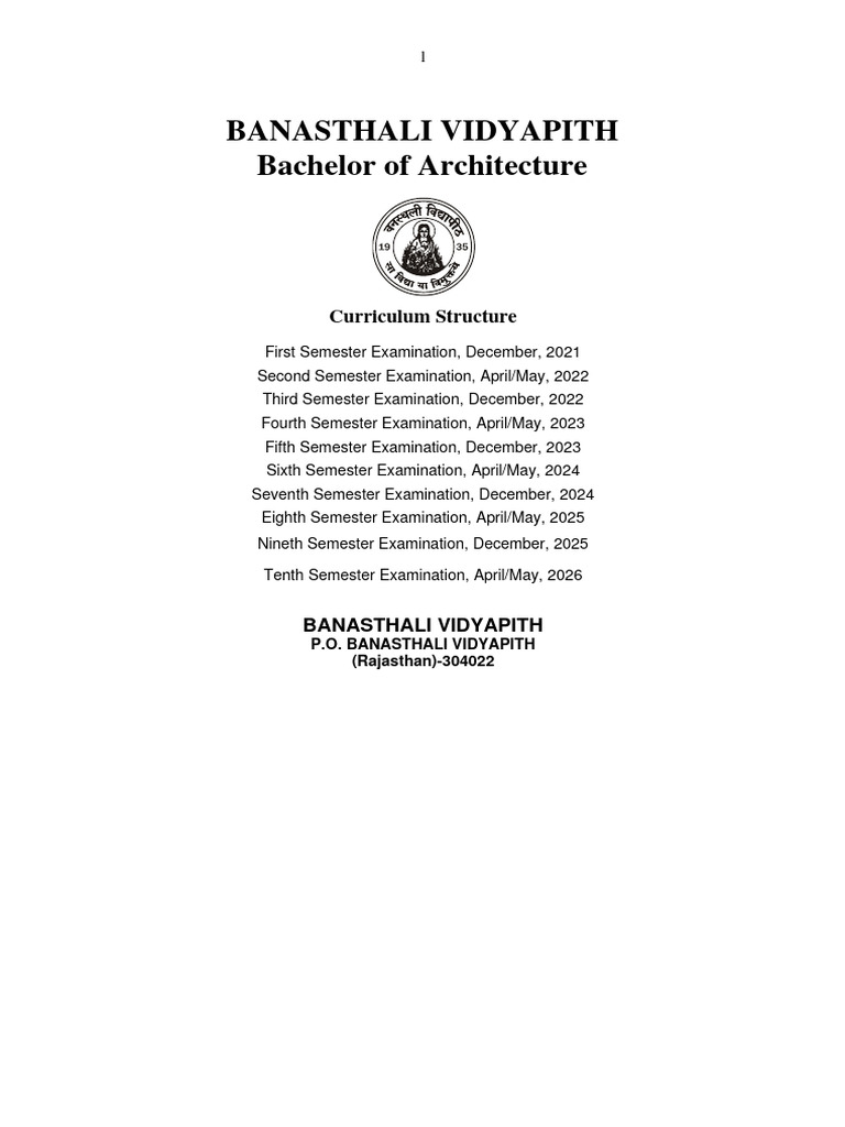 B.Arch Curriculum Overview 2021-2026 | PDF | Design | Architect