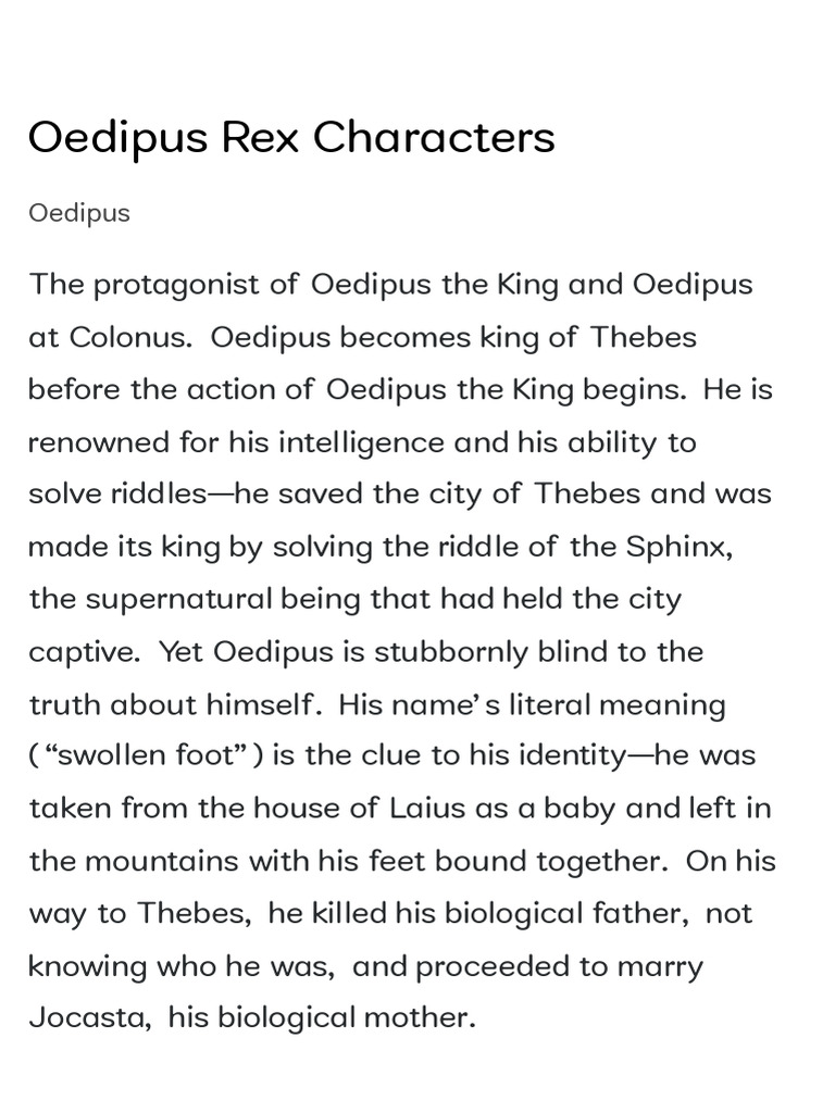 Oedipus Rex Characters | PDF | Plays Based On European Myths And ...
