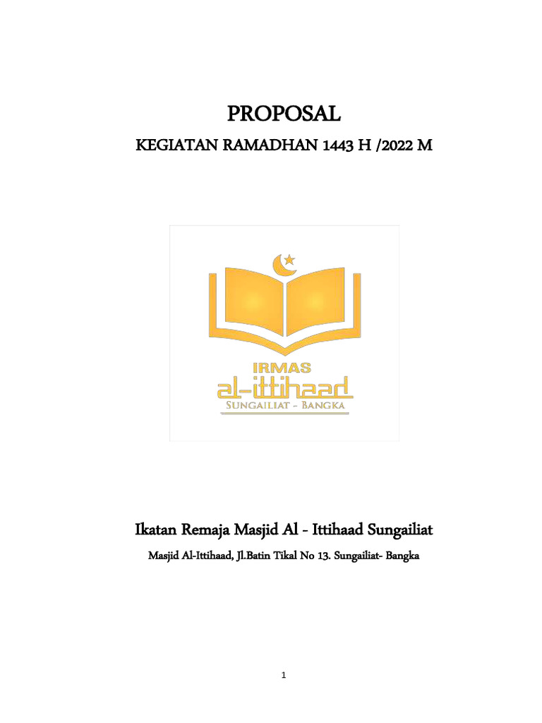 Proposal Kegiatan Ramadhan Irmas 2021 | PDF