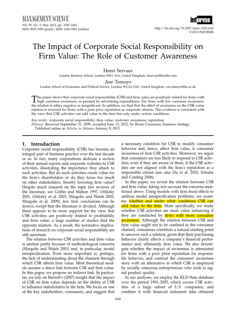 The Impact of Corporate Social Responsib | PDF | Corporate Social Responsibility | Linear Regression