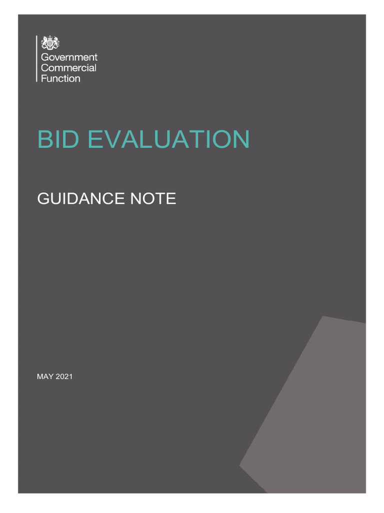 Bid Evaluation Guidance Note May 2021 | PDF | Evaluation | Procurement