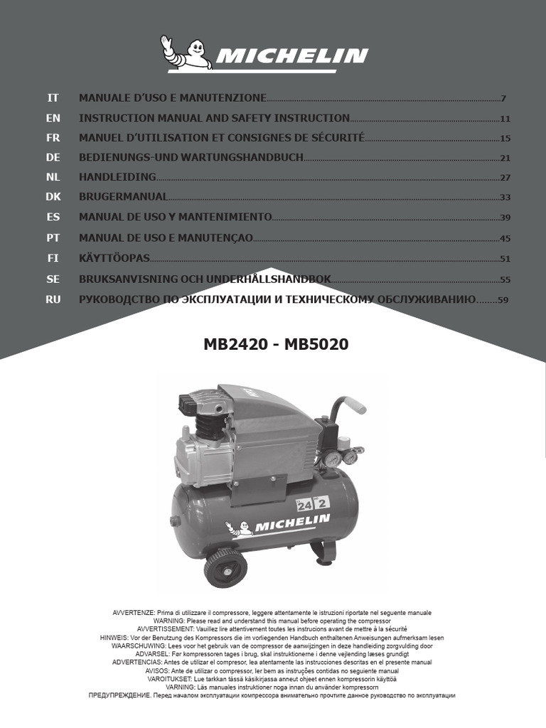 Michelin-mb2420-Wheeled Electric Air Compressor | PDF