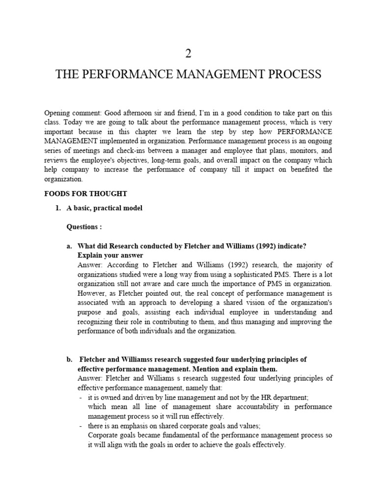 Chapter 2 Performance Management Process and Foods For Thought | PDF | Performance Appraisal | Goal
