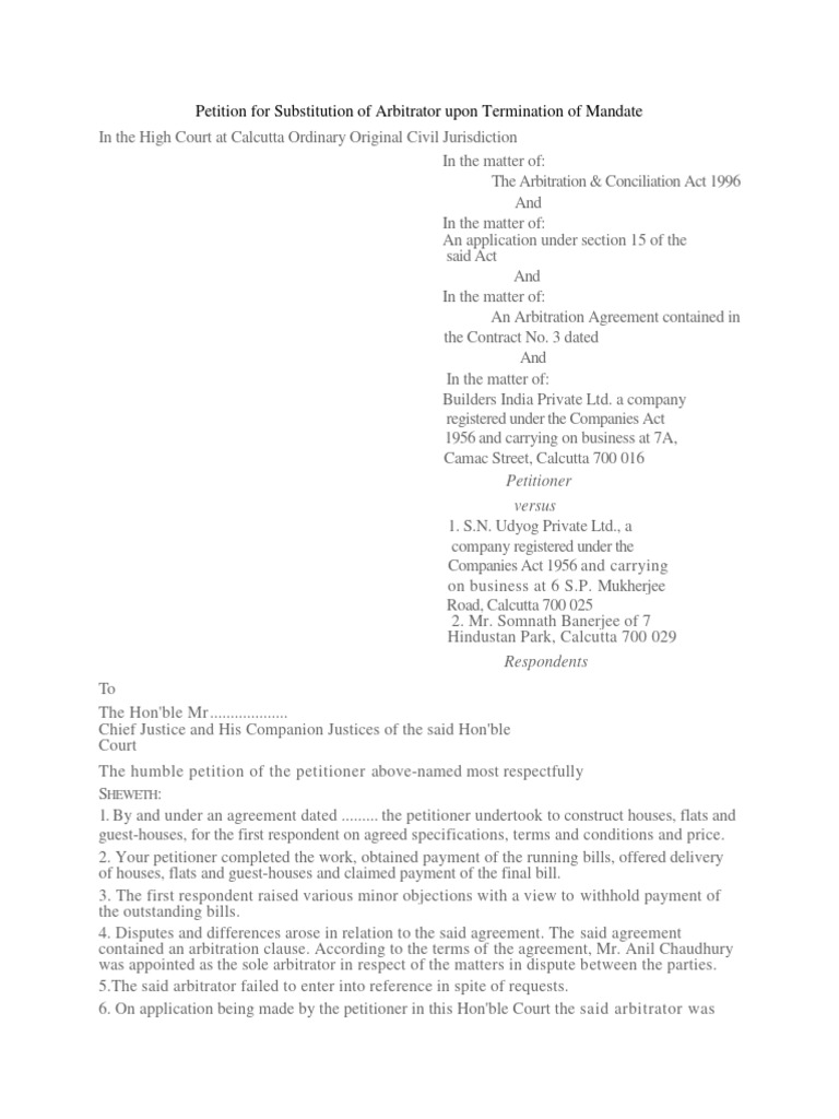 Arbitration Substitution Request | PDF | Arbitration | Justice