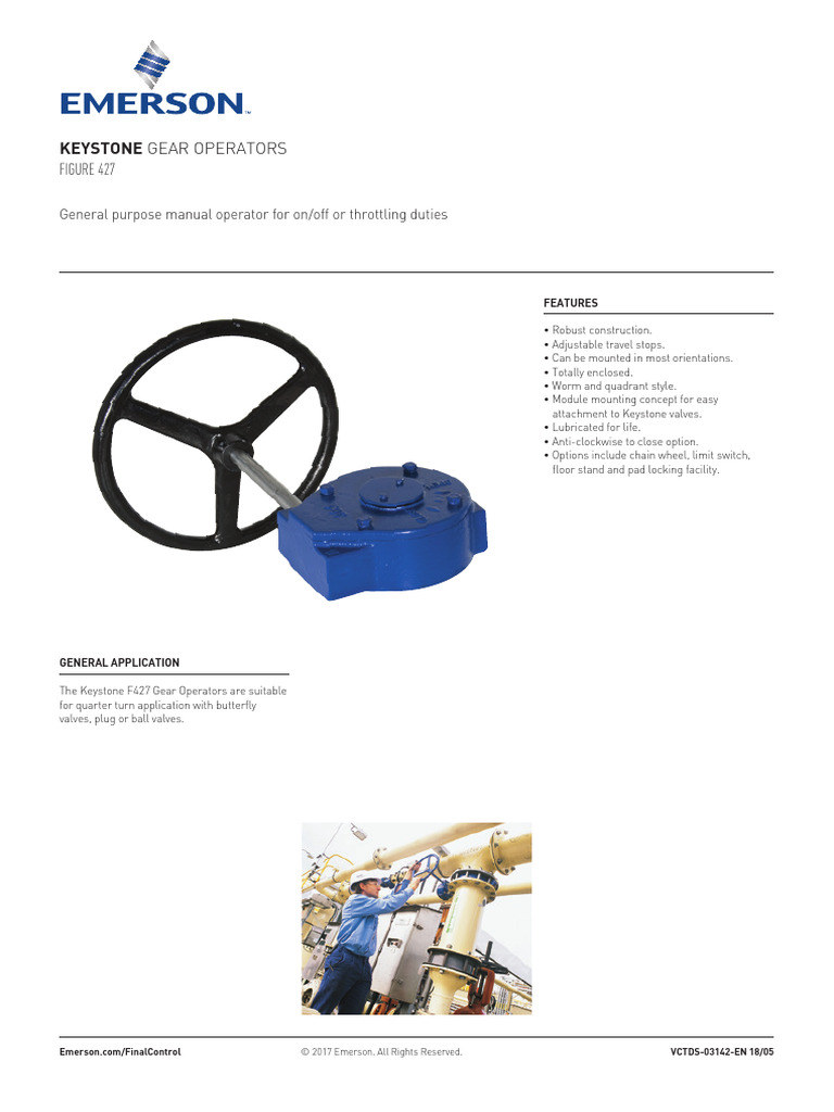 Keystone F427 Gear Operators Overview | PDF | Gear | Valve