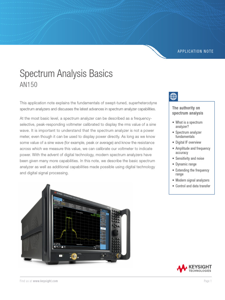 Spectrum Analysis Basics (AN150) | PDF | Spectral Density | Bandwidth ...