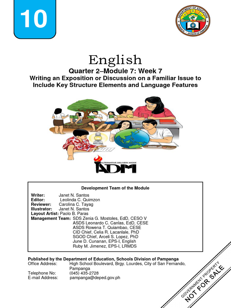 English 10 - Q2 - Module 7 - Writing An Exposition or Discussion On A Familiar Issue To Include ...