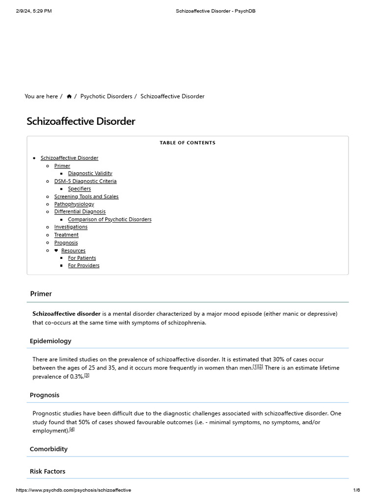 Schizoaffective Disorder - PsychDB | PDF | Psychosis | Mental Disorder Schizoaffective Disorder - PsychDB | PDF | Psychosis | Mental Disorder