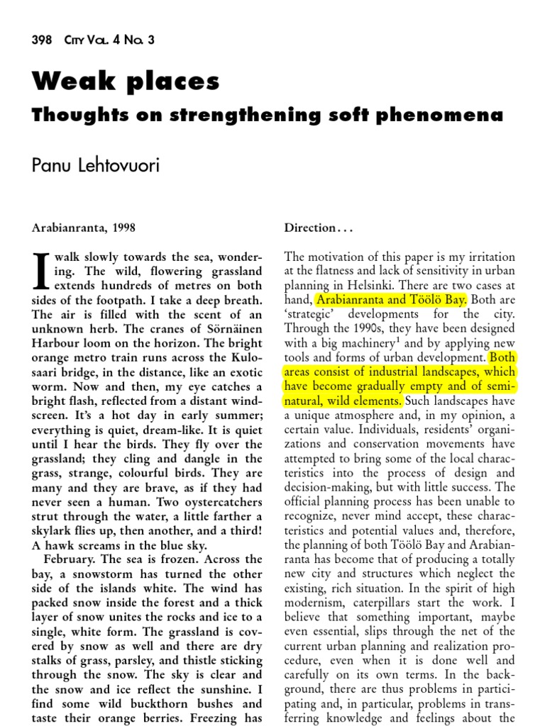 +weak Places - Thoughts On Strengthening Soft Fenomena | PDF | Space ...