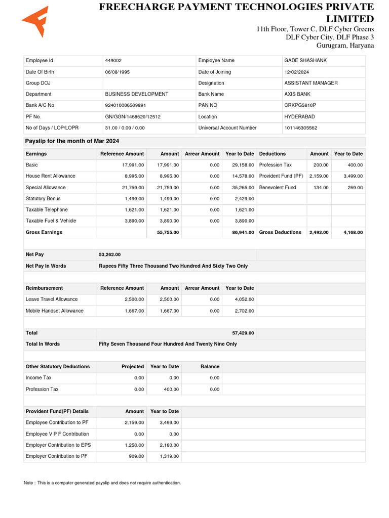 Payslip 3 2024 | PDF | Tax Deduction | Paycheck