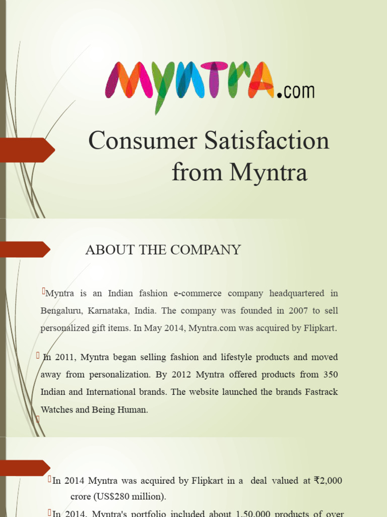 Consumer Satisfaction From Myntra | PDF | Online Shopping | Customer Satisfaction