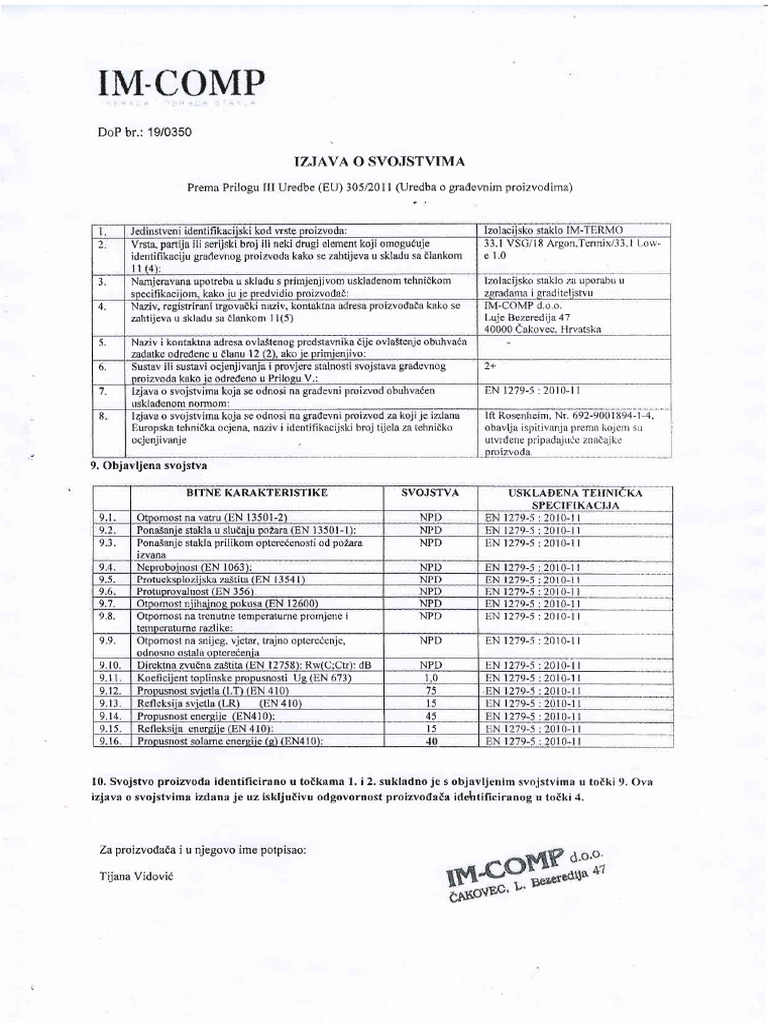 IZO VSG 3.3.1-16-3.3.1 VSG Low-E TXM | PDF