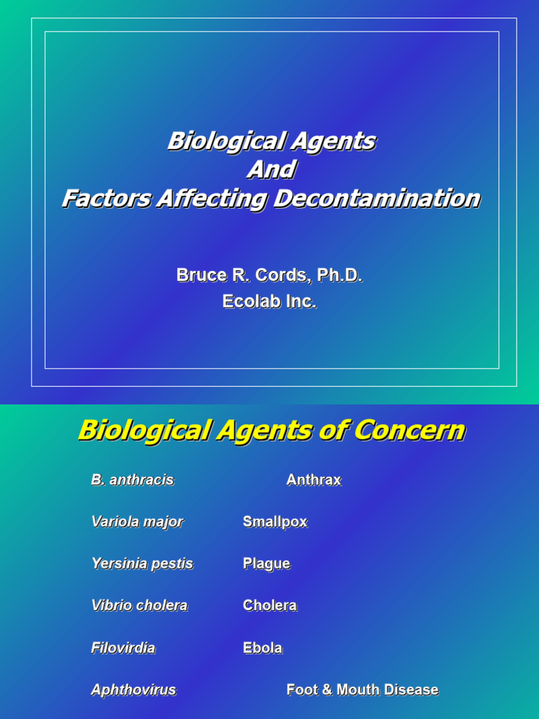 Biological Agents and Decontamination Factors | PDF | Disinfectant ...