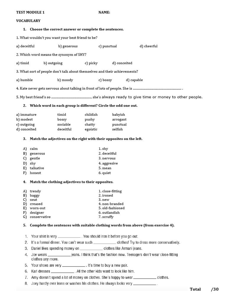 On Screen B2 TEST MODULE 1 | PDF | Linguistics