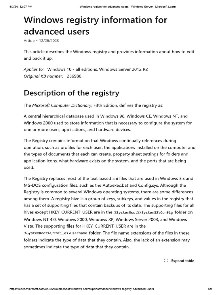 Registry | PDF