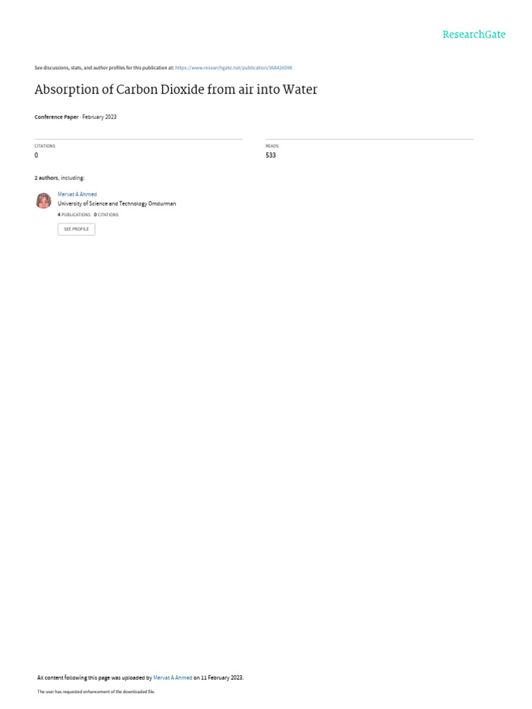 Absorption of Carbon Dioxide From Air Into Water | PDF | Absorption ...