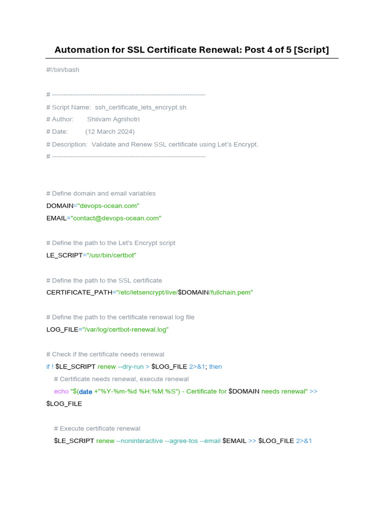 SSL Certificate Renewal Automation | PDF | Public Key Certificate | Computer Security