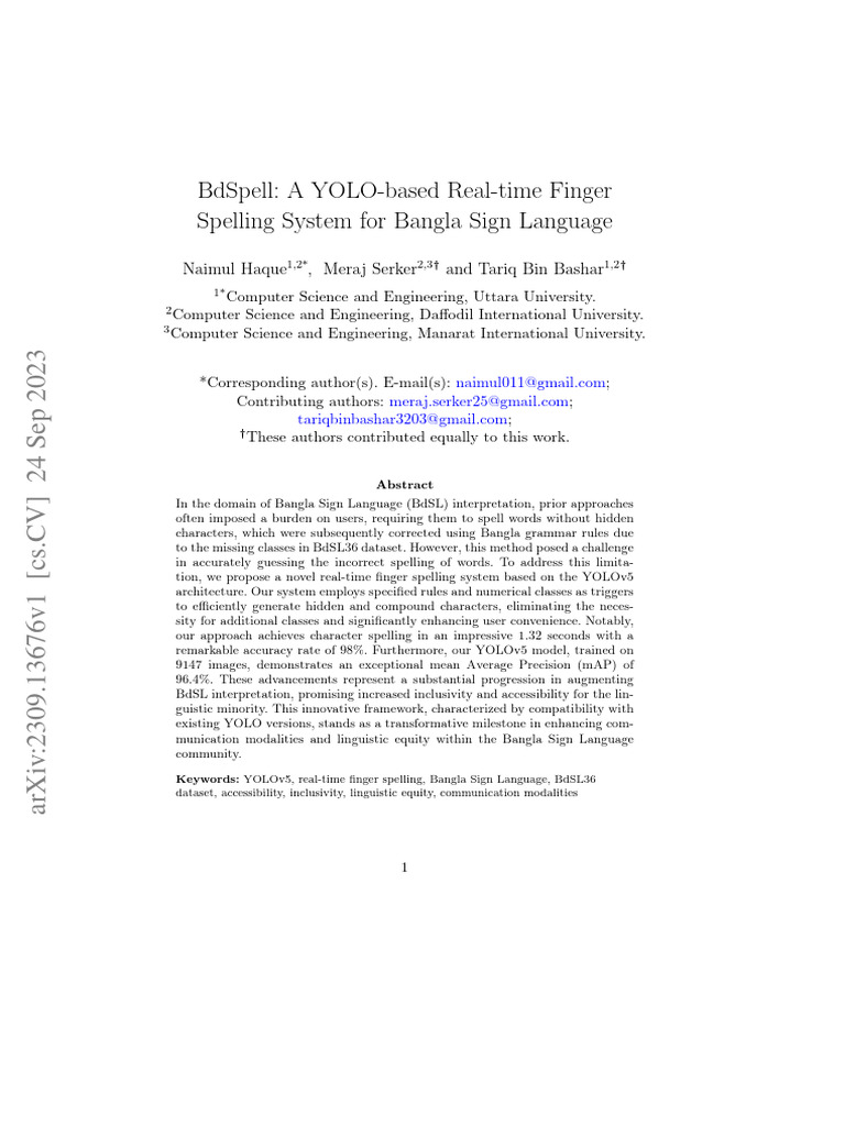 Bdspell: A Yolo-Based Real-Time Finger Spelling System For Bangla Sign ... Bdspell: A Yolo-Based Real-Time Finger Spelling System For Bangla Sign ...