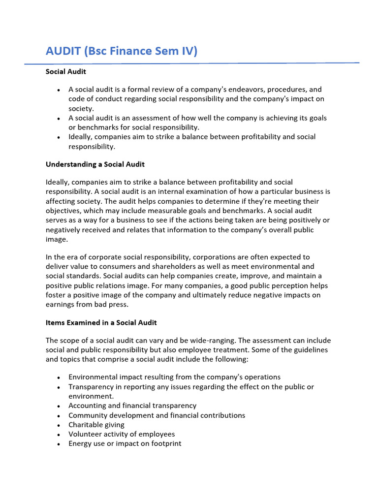 Social Audit and CSR Overview | PDF | Audit | Corporate Social Responsibility