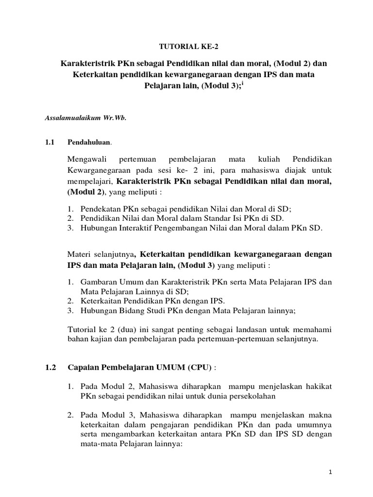 TUTORIAL KE-2 PKN SD | PDF