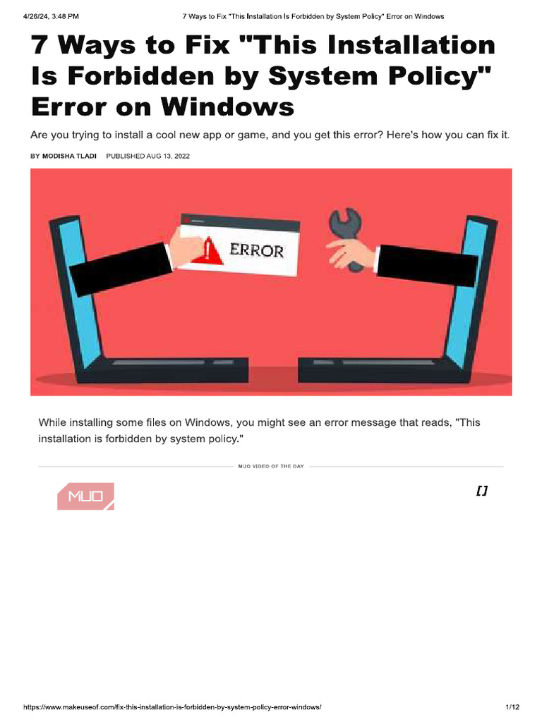 Installation Forbidden by System Policy 6 | PDF