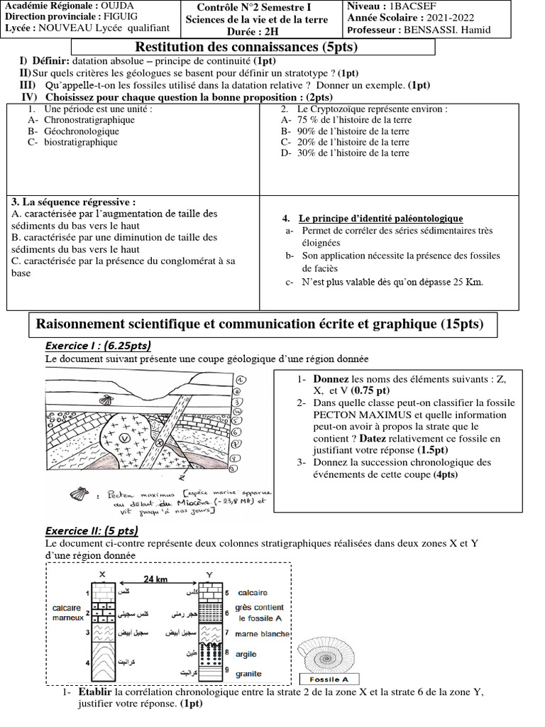 Fossiles et principes de stratigraphie | PDF | Géologie | Strate