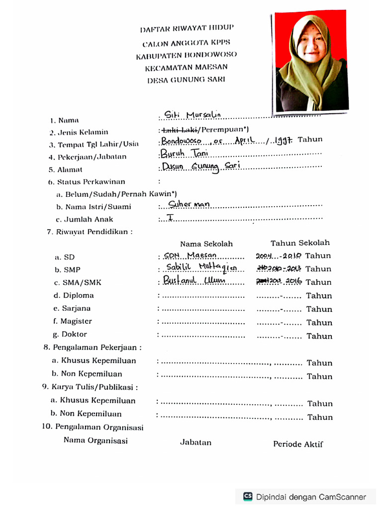 S. Mursalin Daftar Riwayat Hidup | PDF