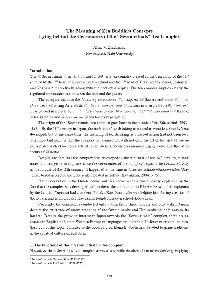 The Meaning of Zen Buddhist Concepts Lying Behind The Ceremonies of The ...