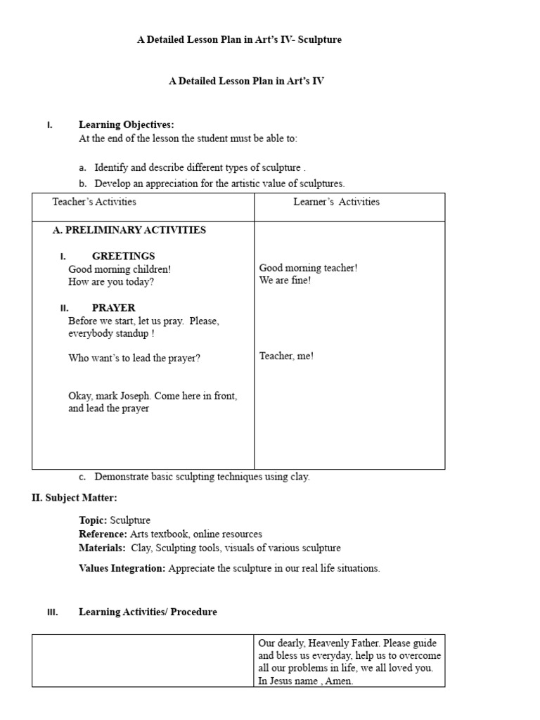 Document 37 1 Download Free PDF Sculpture Lesson Plan