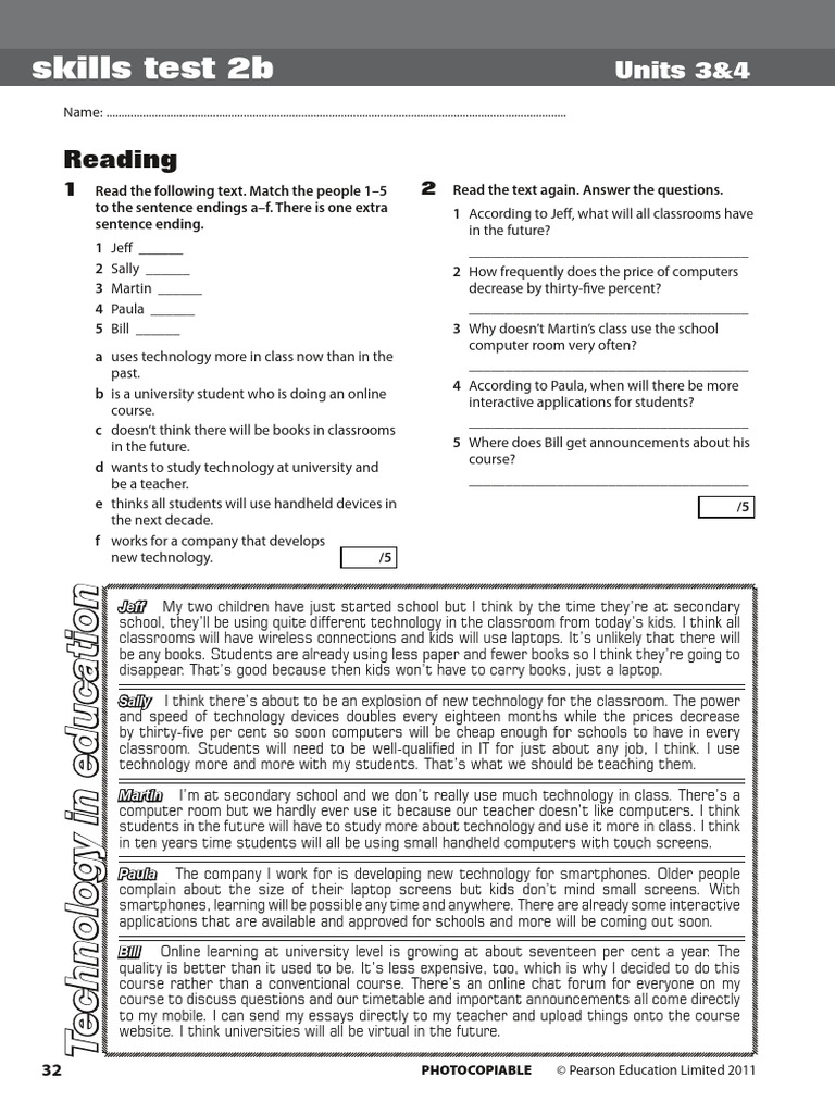 Skills Test 2B | PDF | Schools | Educational Technology