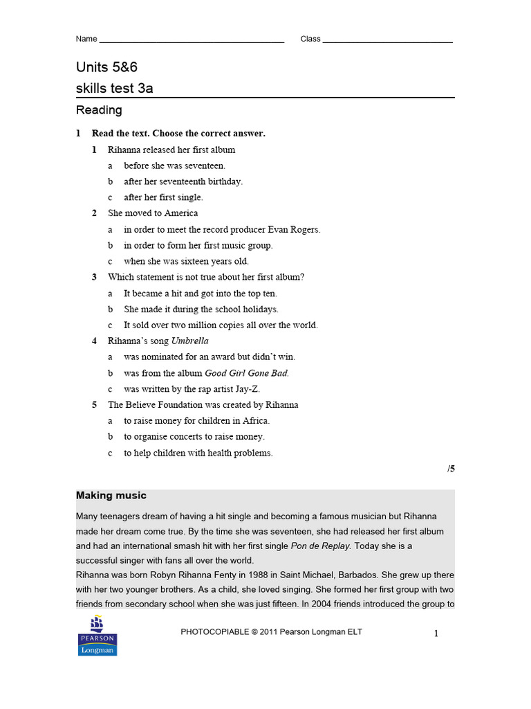 Skills Test 3A | PDF | Music Industry | Recorded Music