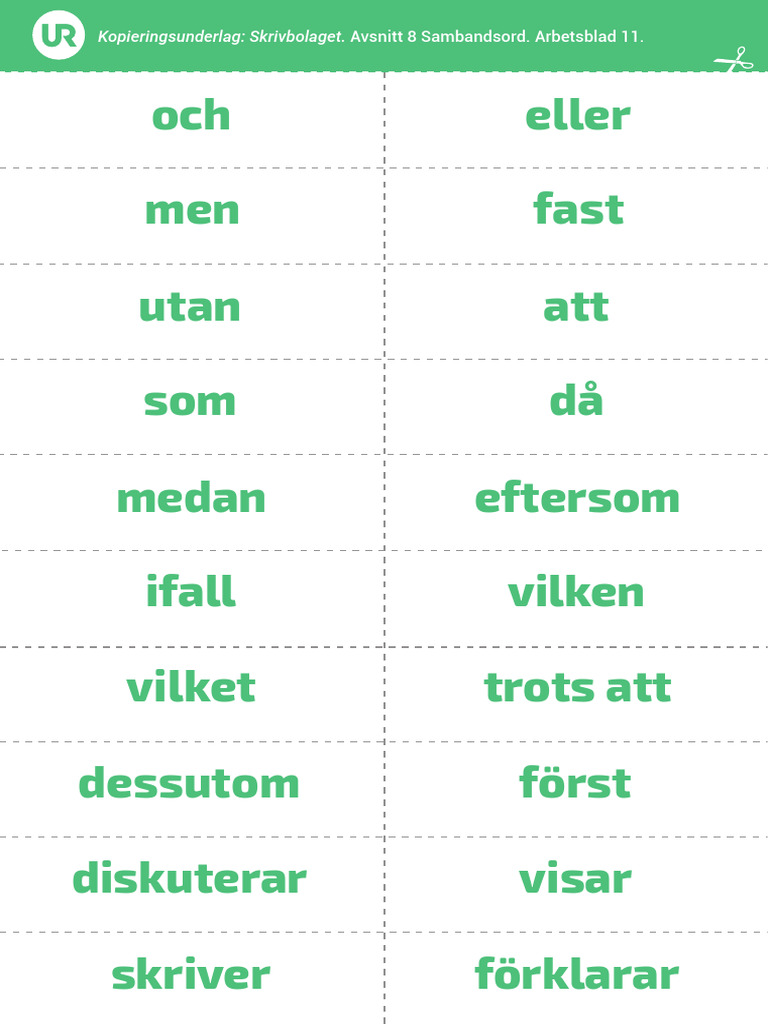 Sambandsord Arbetsblad | PDF