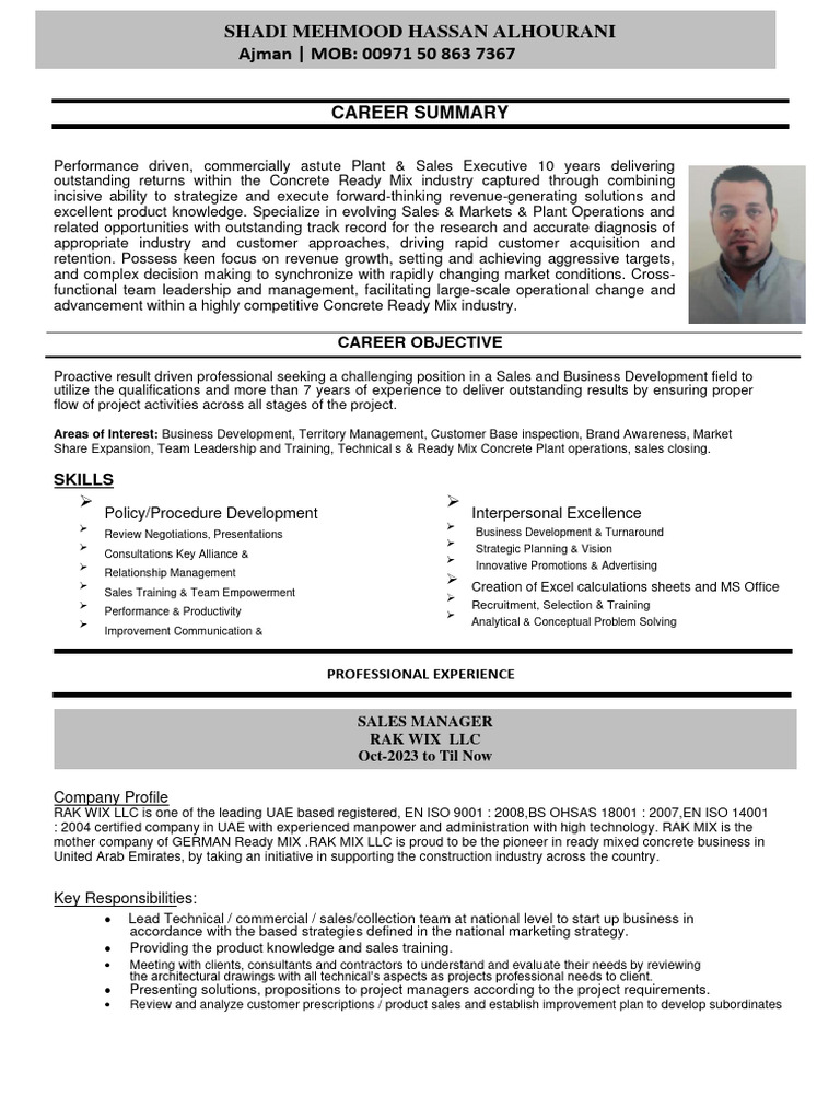 Shadi CV 001.cleaned | PDF | Sales | Occupational Safety And Health