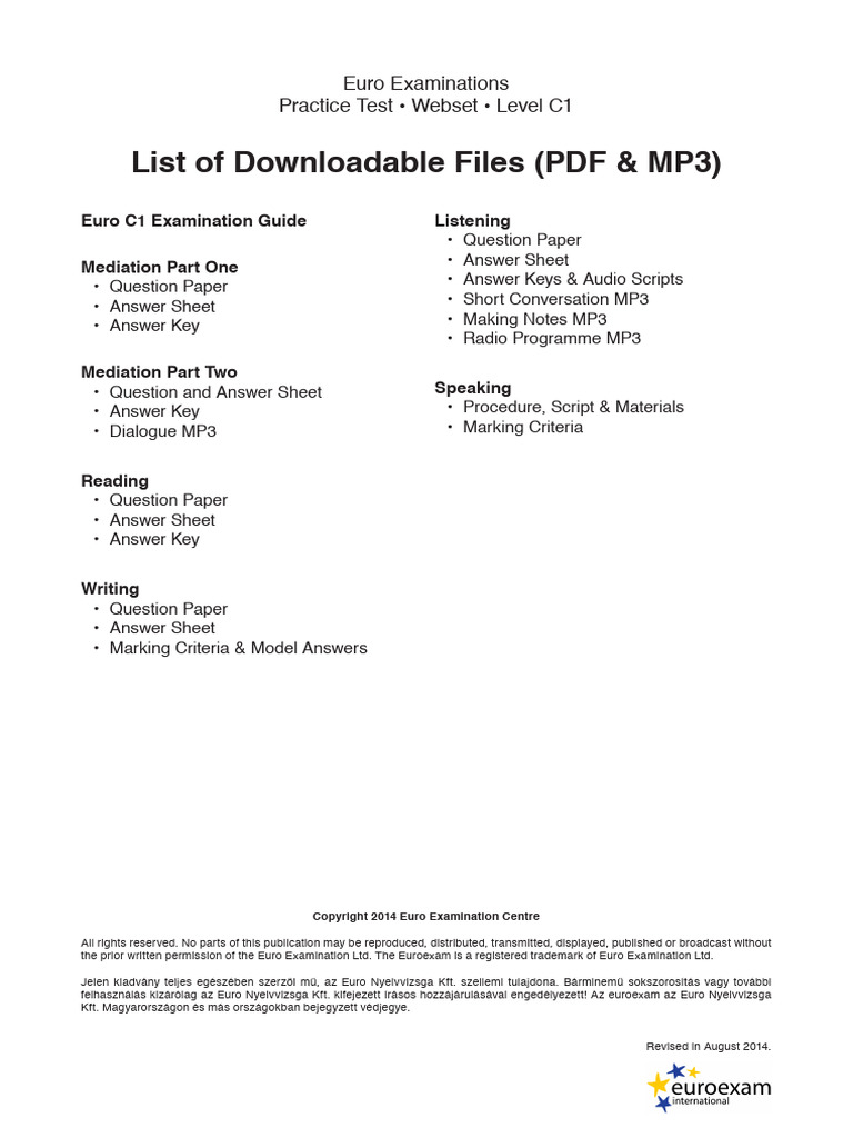 00 Web c1 Exam Guide 2014 | PDF | Multiple Choice | English Language