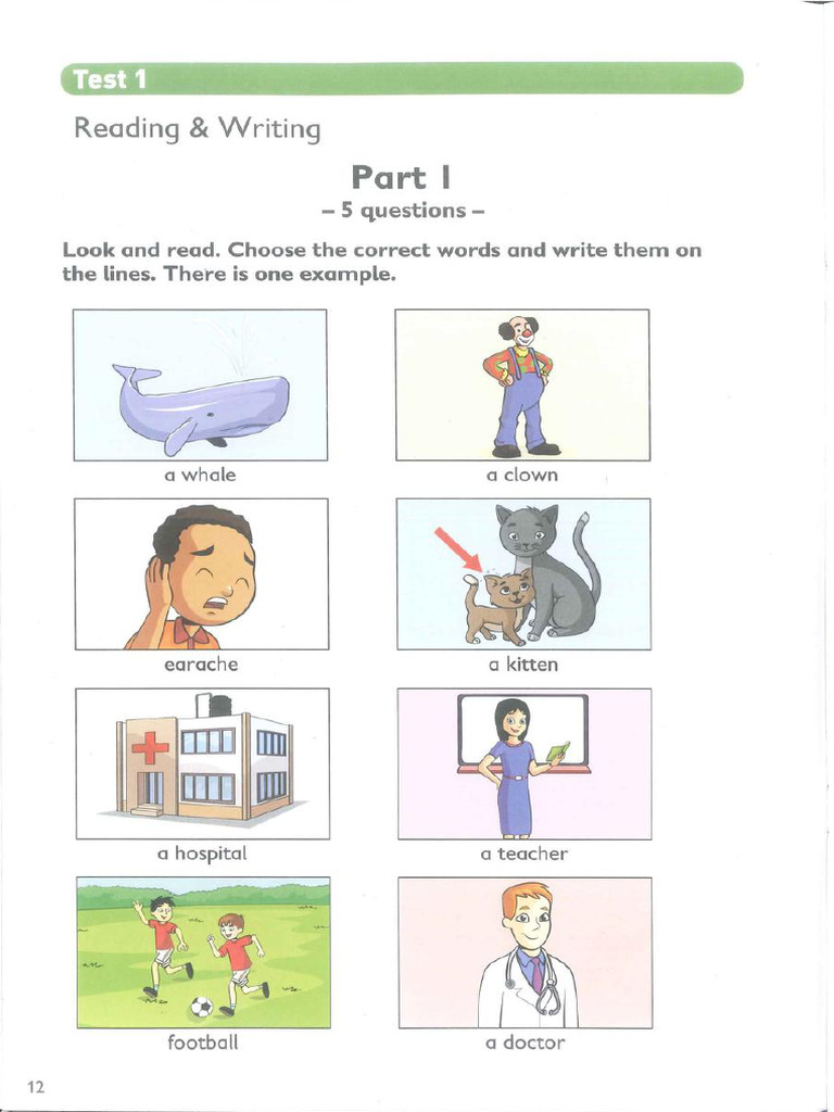 A1 Movers Reading & Writing Test 2023 | PDF