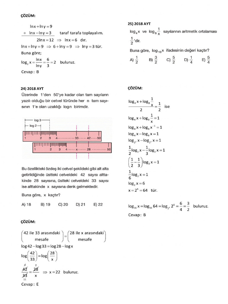 Logaritma Çıkmış Sorular Ve Çözümleri 08 | PDF
