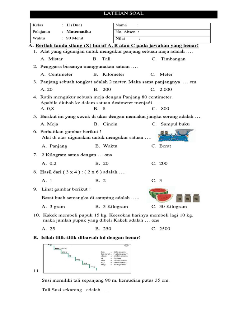Soal PTS Genap Kls 2 MTK 2024 | PDF